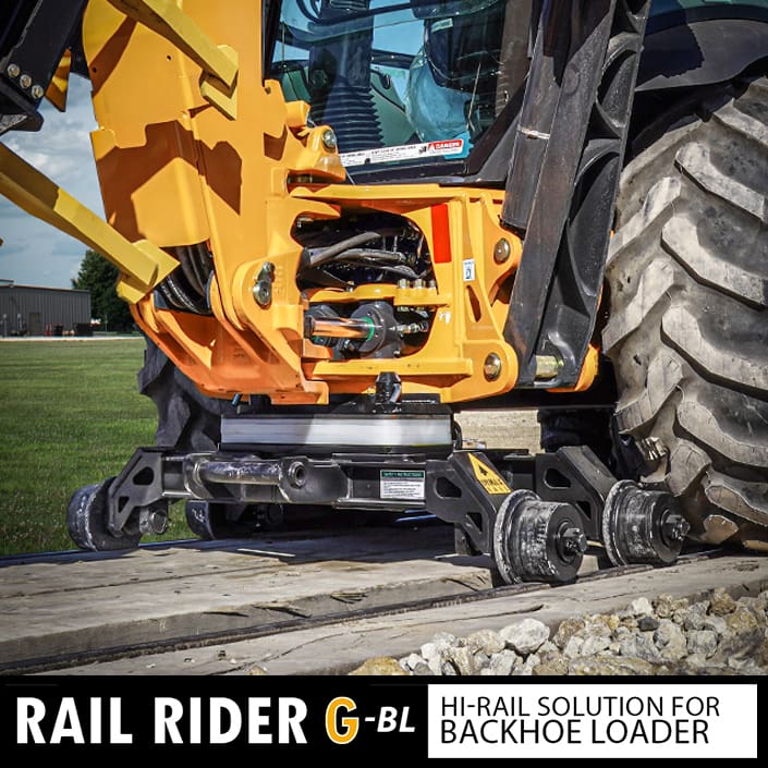 RailRider GBL - Hi Rail Attachment for Backhoe Loader | DymaxRail
